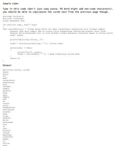 Solved Part 2 - Getting used to strtoke) The function | Chegg.com