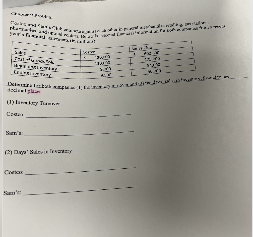 Solved Chapter 9 Problem Costco and Sam's Club compete | Chegg.com