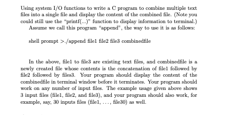 Solved Using system I/O functions to write a C program to | Chegg.com