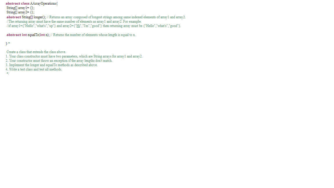 Solved abstract class A Array Operations String[] array1= | Chegg.com