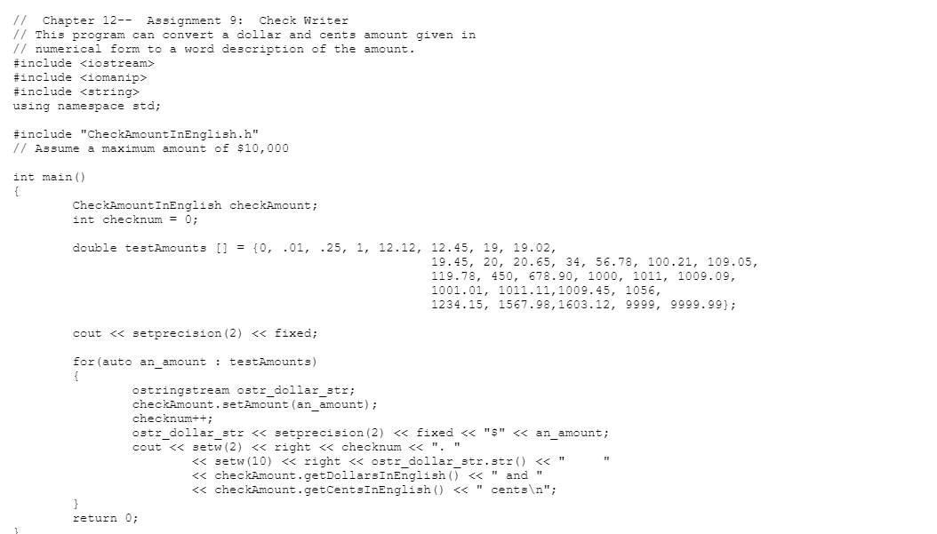 Problem Specifications - Programming Challenge # 12, | Chegg.com