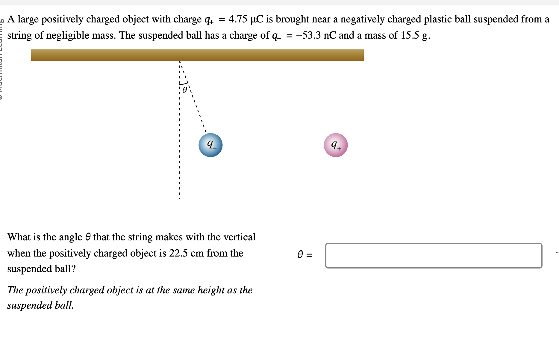 Solved A large positively charged object with charge | Chegg.com
