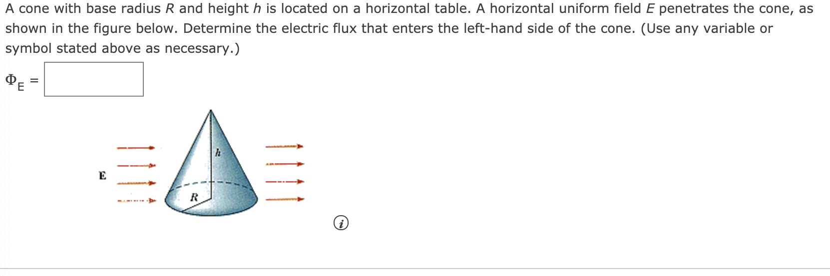 Solved A cone with base radius R and height h is located on | Chegg.com