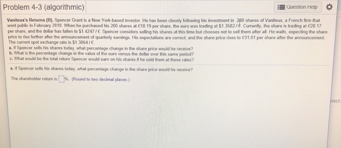 Solved Problem 4-3 (algorithmic) Question Help * Vaniteux's | Chegg.com