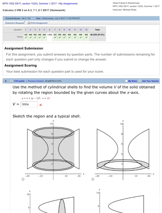 Solved Use the method of cylindrical shells to find the | Chegg.com