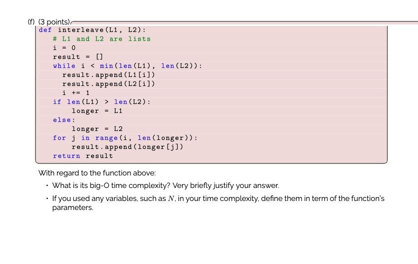 Solved (3 points) def search (L, target): \# L is a list | Chegg.com