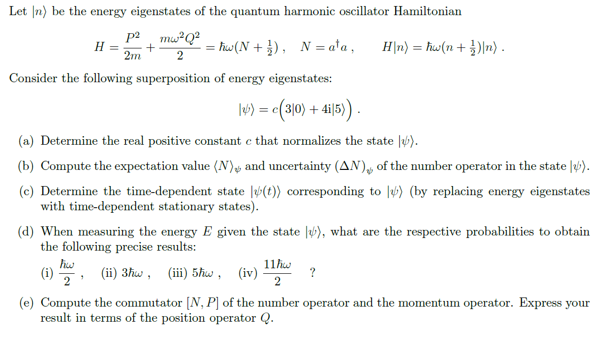 Solved Let ∣n be the energy eigenstates of the quantum | Chegg.com