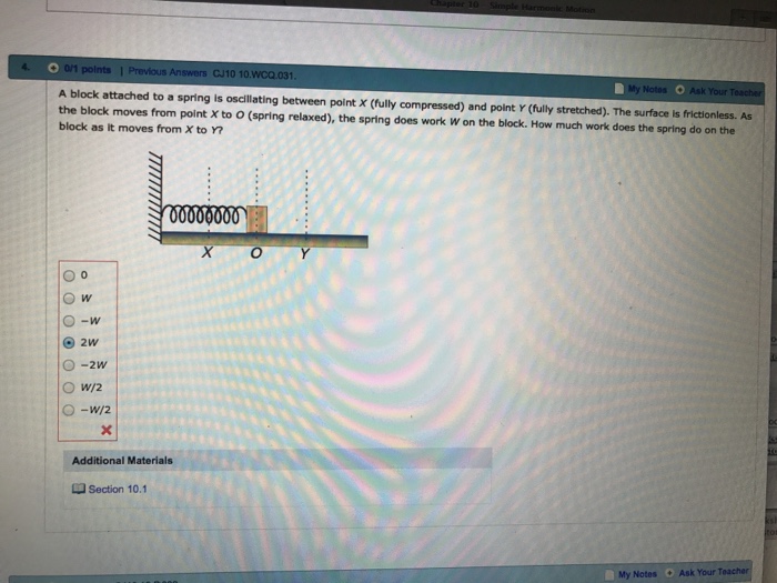 Solved CJ10 10.WCQ.031 My A block attached to a spring Is | Chegg.com