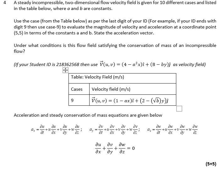 Solved 4 A steady incompressible, two-dimensional flow | Chegg.com