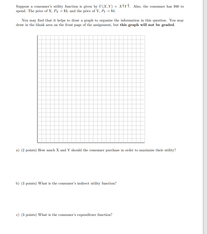 Solved Suppose A Consumers Utility Function Is Given By