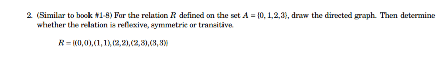 Solved 2. (Similar to book #1-8) For the relation R defined | Chegg.com