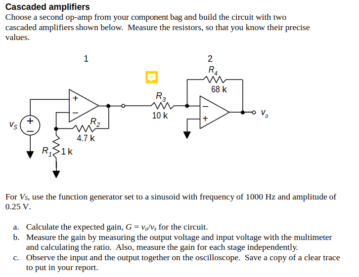 Solved Cascaded amplifiersChoose a second op-amp from your | Chegg.com