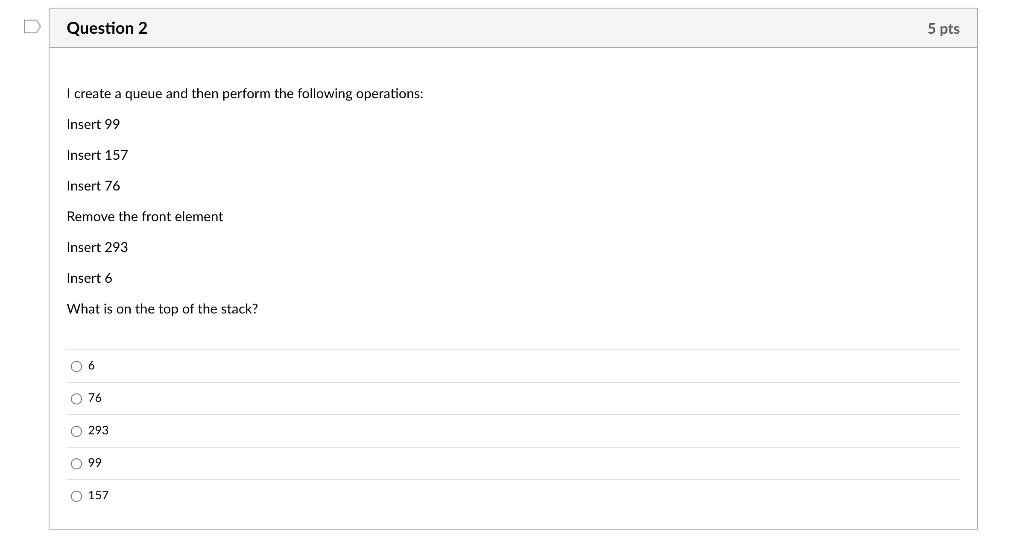 Solved I create a stack and then perform the following | Chegg.com