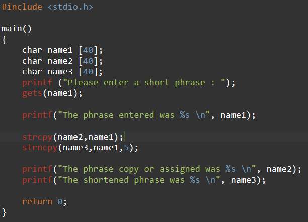 Solved #include { main() char name1 [40]; char name2 [40]; | Chegg.com