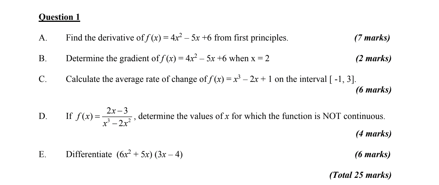 Solved A. Find the derivative of f(x)=4x2−5x+6 from first | Chegg.com