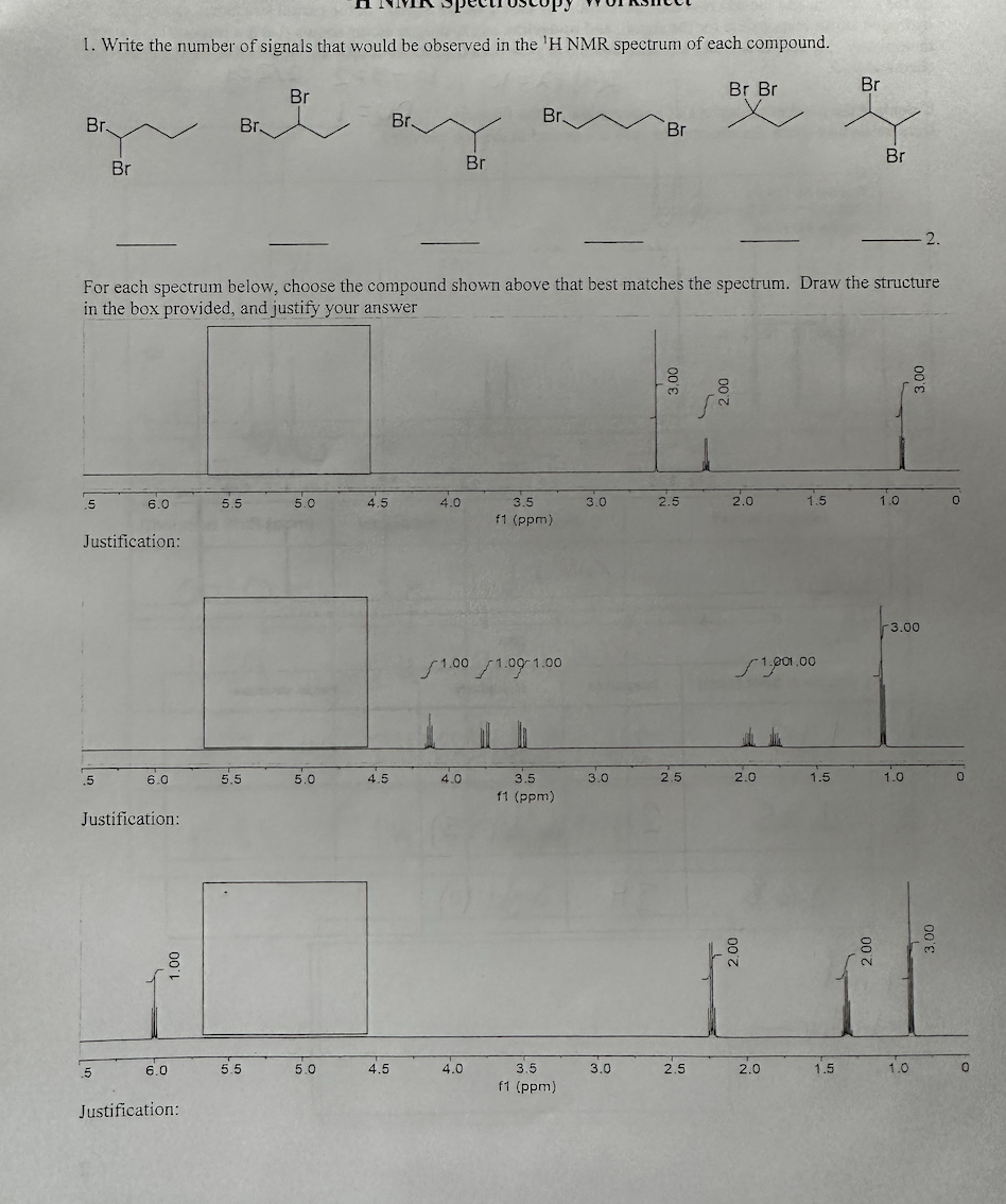 Solved 1. Write the number of signals that would be observed | Chegg.com