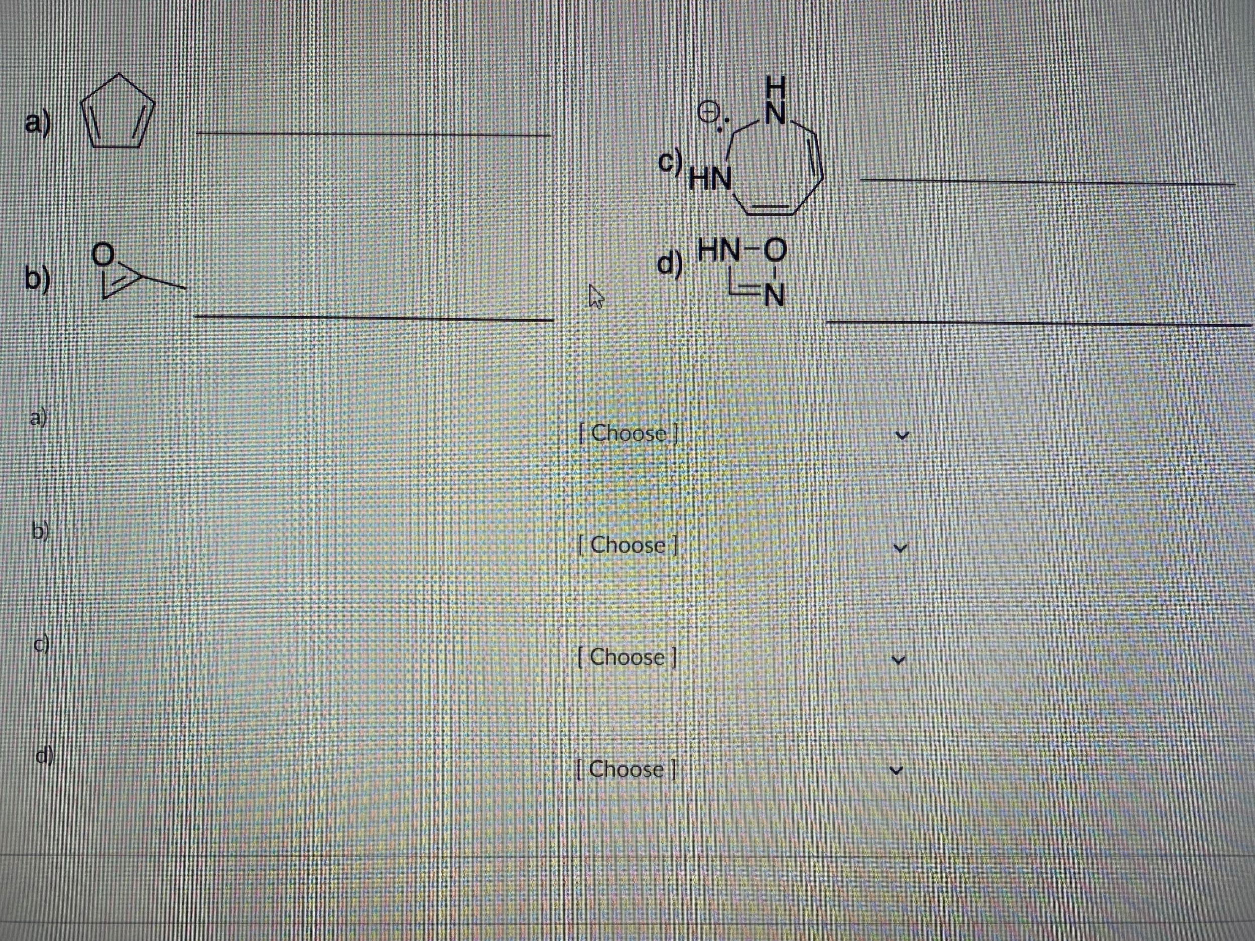 a) c) b) d) a) [Choose] b) [Choose] c) [Choose] d) | Chegg.com
