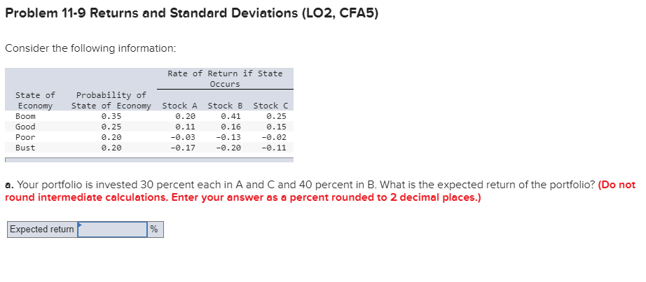 Solved Problem 11-9 Returns and Standard Deviations (LO2, | Chegg.com