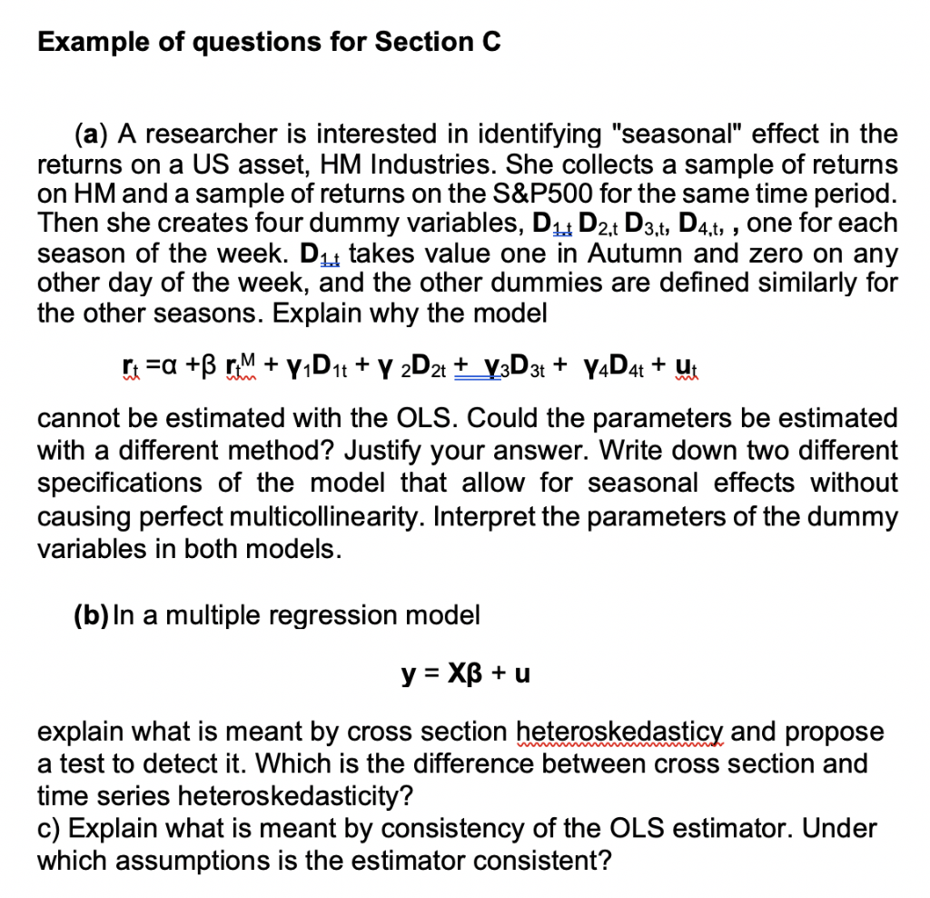 Example of questions for Section C (a) A researcher | Chegg.com