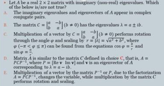 Solved • Let A be a real 2 x 2 matrix with imaginary | Chegg.com