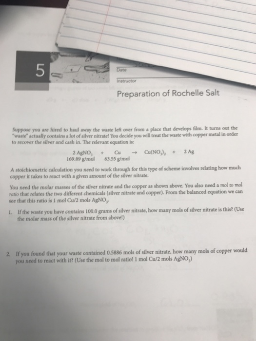 Solved Date Preparation of Rochelle Salt Suppose you are | Chegg.com