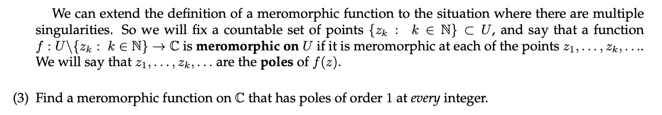 Solved We can extend the definition of a meromorphic | Chegg.com