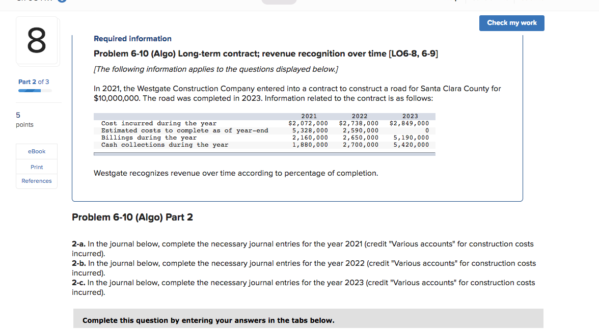 Solved Required information Problem 6-10 (Algo) Long-term | Chegg.com