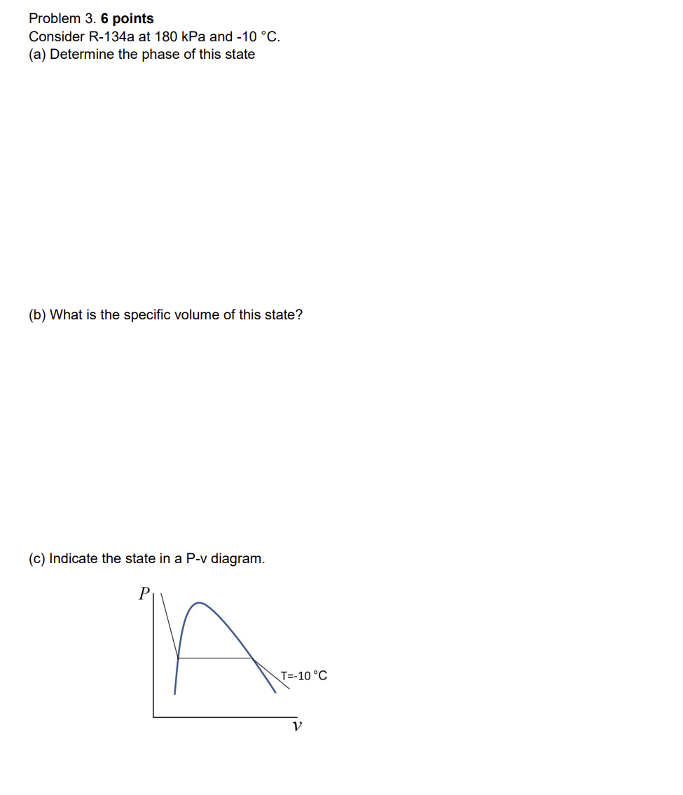 Solved Problem 3.6 ﻿pointsConsider R-134a at 180 ﻿kPa and | Chegg.com