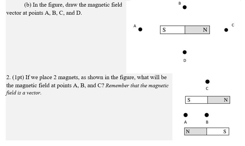 Solved (b) In the figure, draw the magnetic field vector at | Chegg.com
