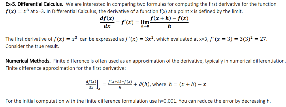 Solved Ex-5. Differential Calculus. We are interested in | Chegg.com