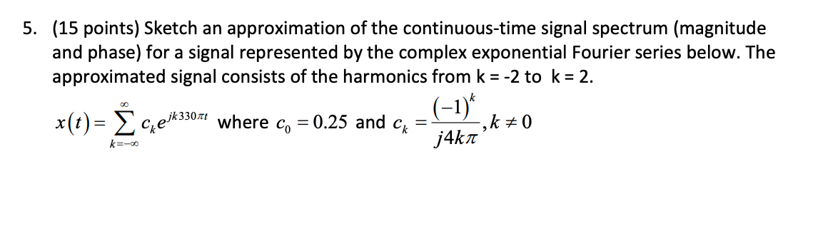 Solved 5. (15 points) Sketch an approximation of the | Chegg.com