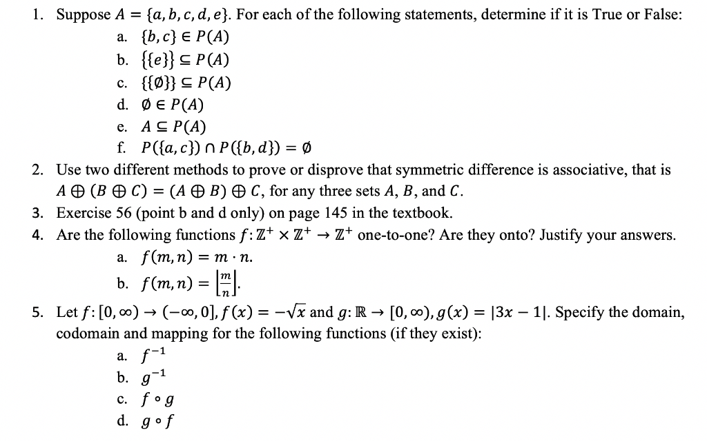 Solve it by using sets, functions, sequence, sums, | Chegg.com