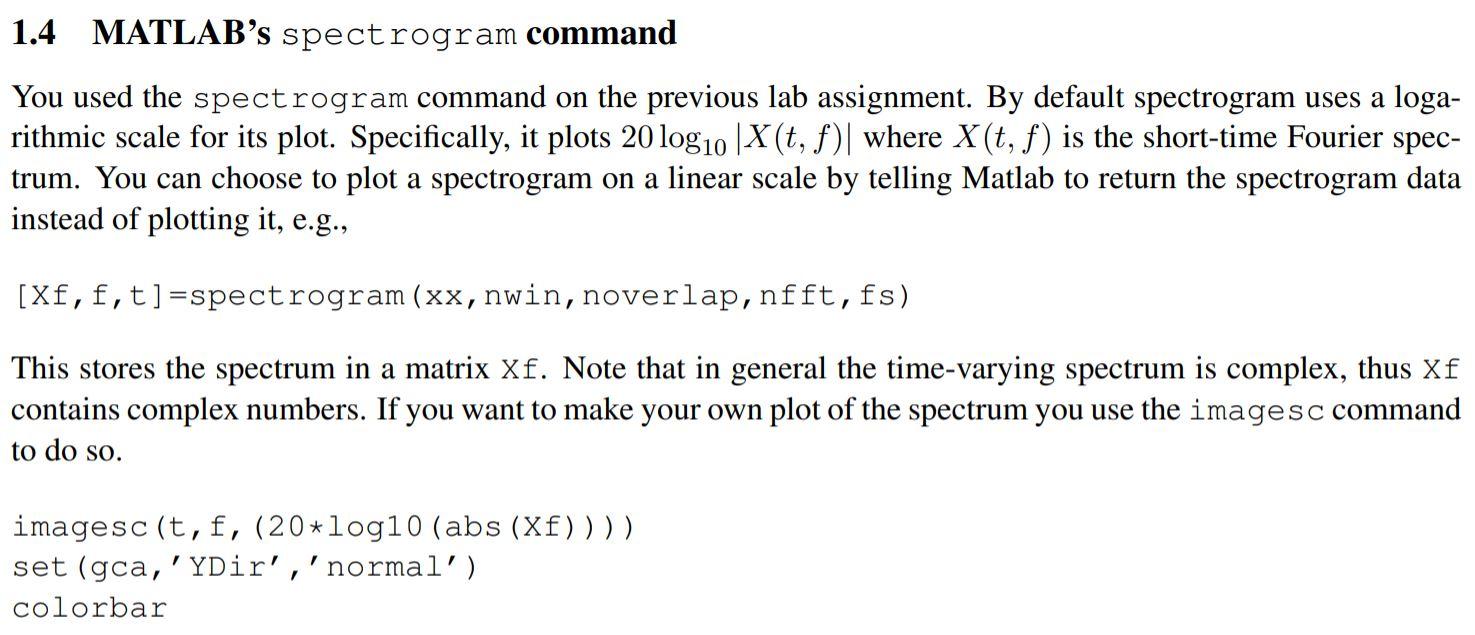 Solved Please solve this Question: Q. Compute a spectrogram | Chegg.com