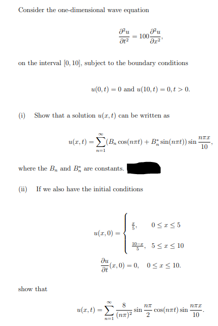 Solved Consider the one-dimensional wave equation | Chegg.com
