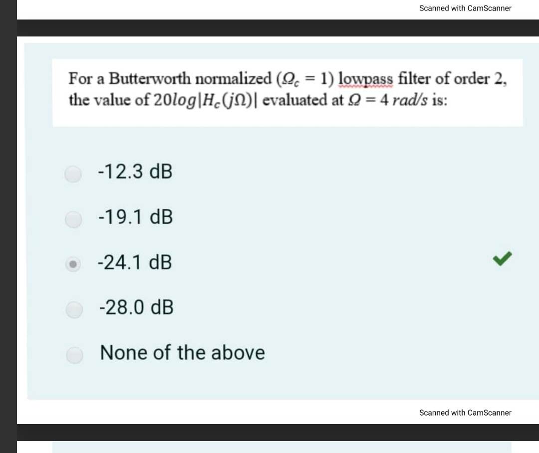 Solved For a Butterworth normalized (Ωc=1) lowpass filter of | Chegg.com