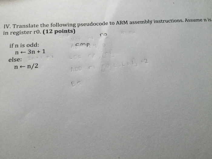 Solved IV. Translate the following pseudocode to ARM | Chegg.com