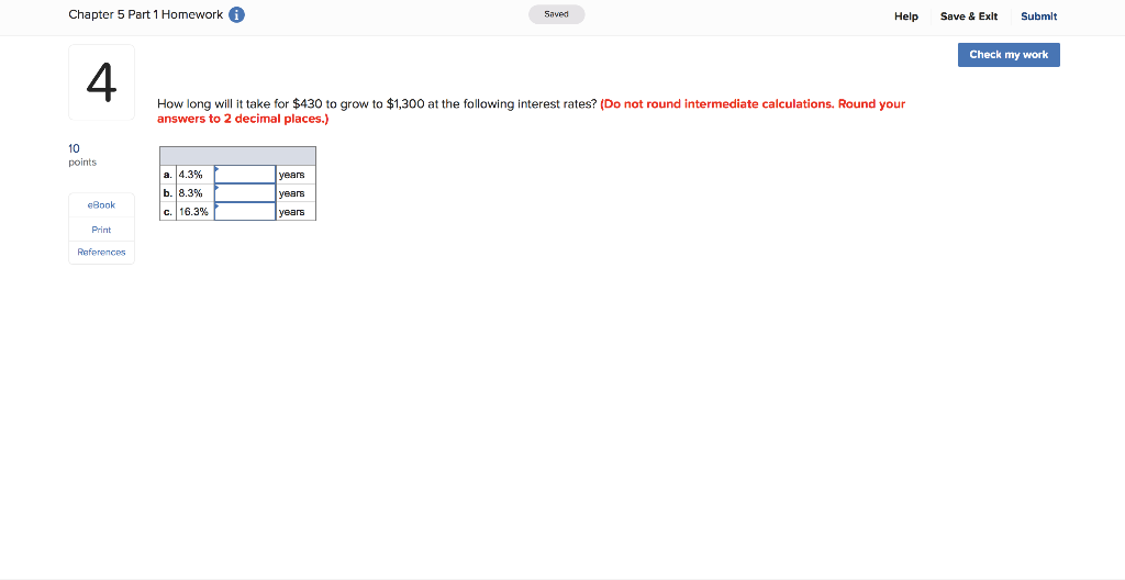 Solved Chapter 5 Part 1 Homework Saved Help Save & Exit | Chegg.com