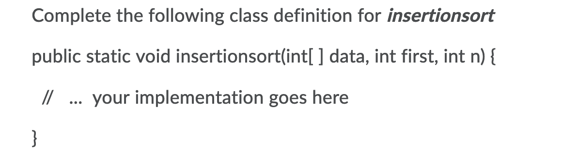 Solved Complete the following class definition for | Chegg.com
