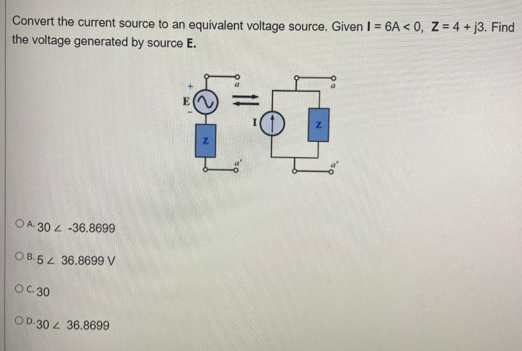 Solved Convert the current source to an equivalent voltage | Chegg.com