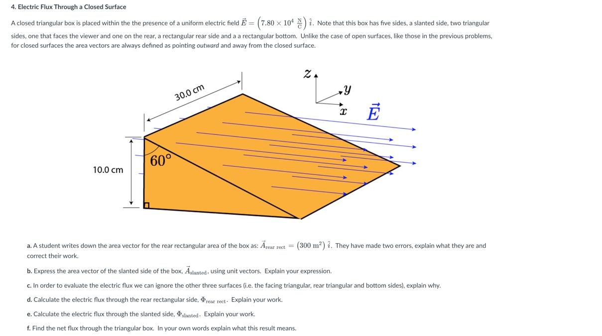 Solved 4. Electric Flux Through a Closed Surface A closed | Chegg.com