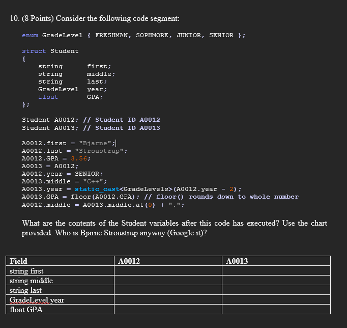 Solved C Consider The Following Code Segment Enum 