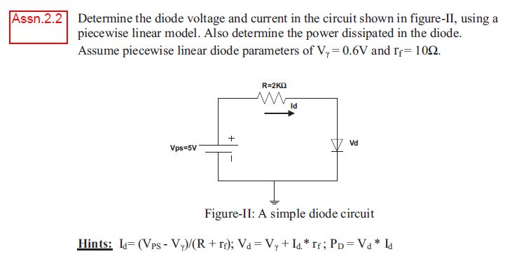 Solved Assn.2.2 Determine the diode voltage and current in | Chegg.com