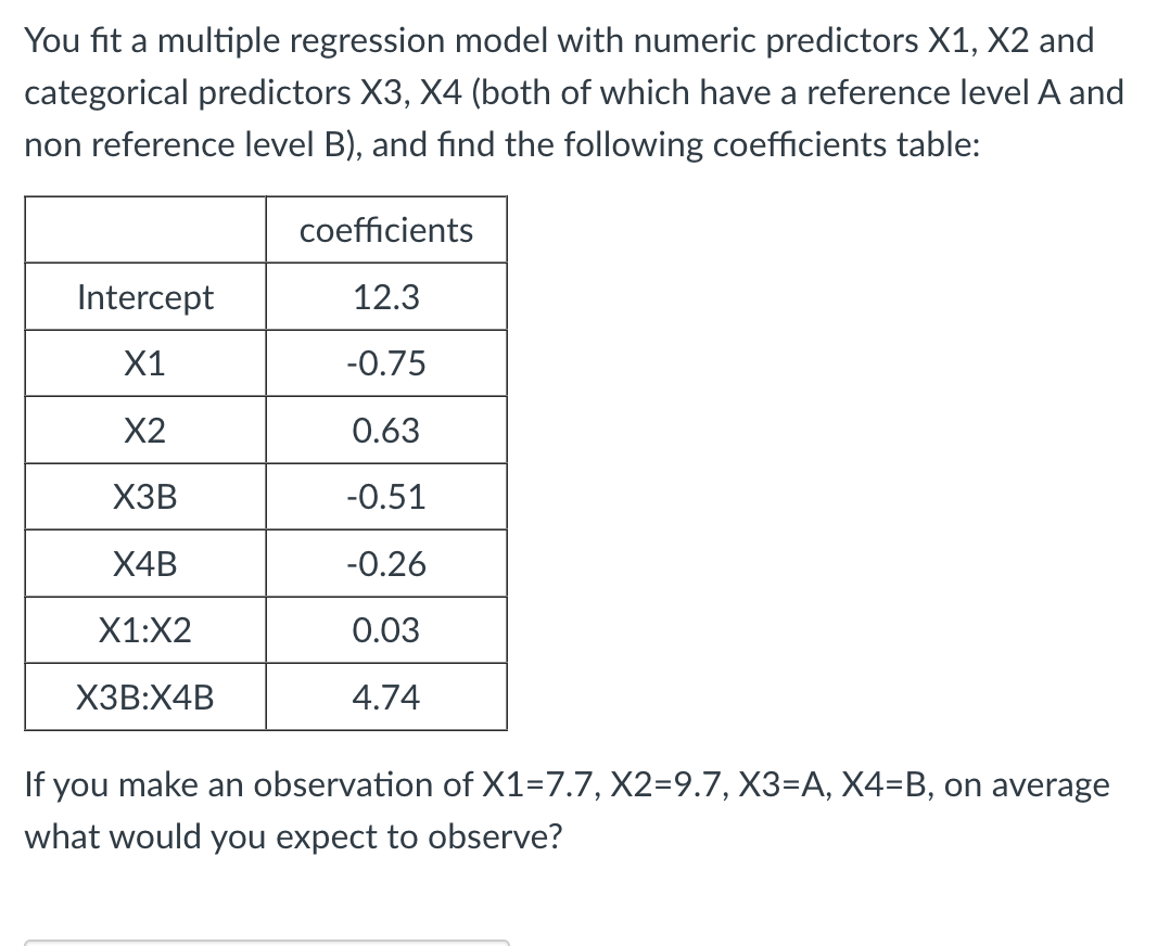 Solved You fit a multiple regression model with numeric | Chegg.com