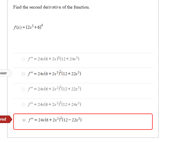 Solved Find the second derivative of the function. | Chegg.com