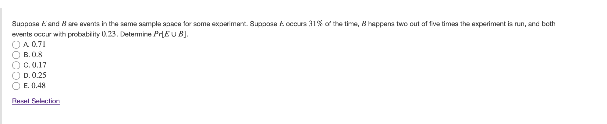 Solved Suppose E and B are events in the same sample space | Chegg.com