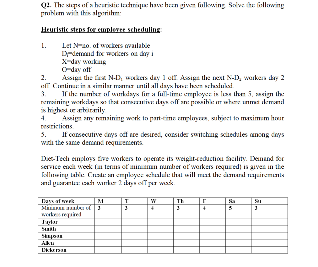 Solved Q2. The steps of a heuristic technique have been | Chegg.com