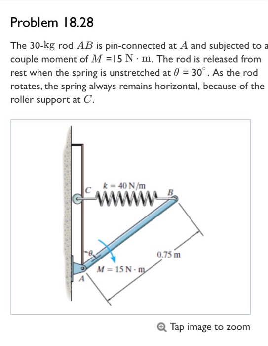 Solved Problem 18.28 The 30-kg rod AB is pin-connected at A | Chegg.com