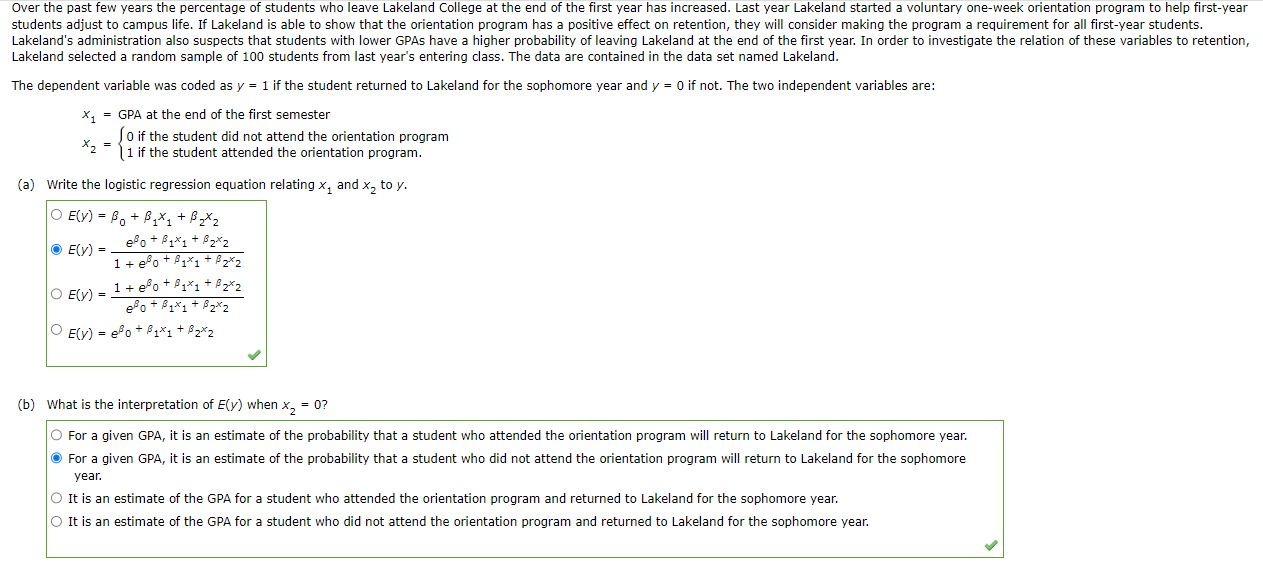 Solved Lakeland selected a random sample of 100 students | Chegg.com