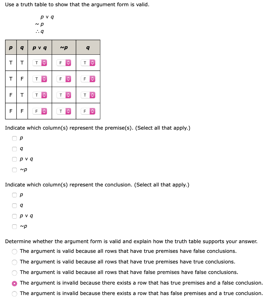 Solved Use a truth table to show that the argument form is | Chegg.com