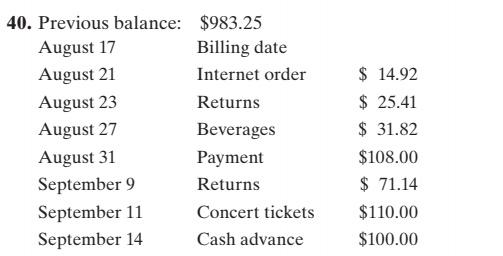 Solved Finding Finance Charges and Account Balances Using | Chegg.com